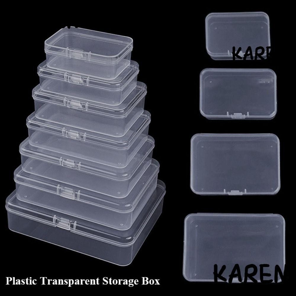 KAREN Transparent Storage Box, Plastic Square Jewelry Beads Container ...