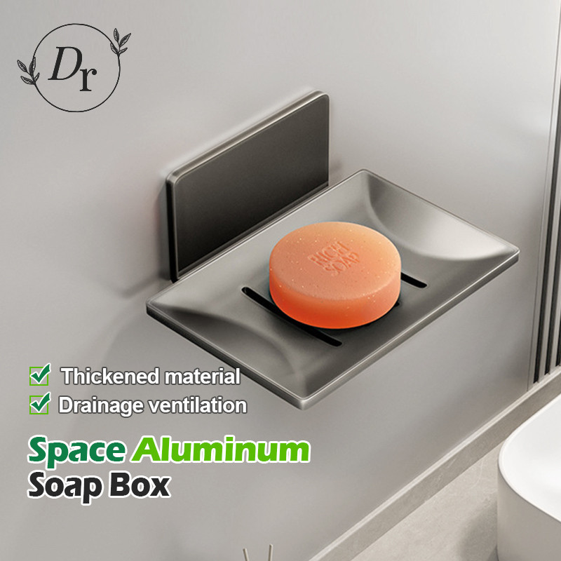 【DR】Space Aluminum Soap Holder Bathroom Shower Soap Drain Rack Soap ...