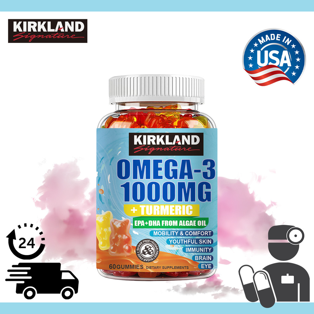KIRK--LAND Omega-3 + Turmeric Gummies, Contains EPA+DHA from natural ...