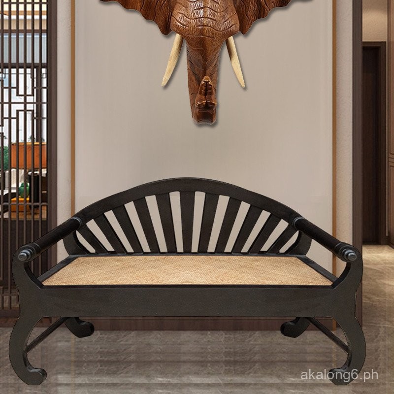 Thai Solid Wood Sofa with Bamboo Rattan Veneer, Thai Style Club Living ...