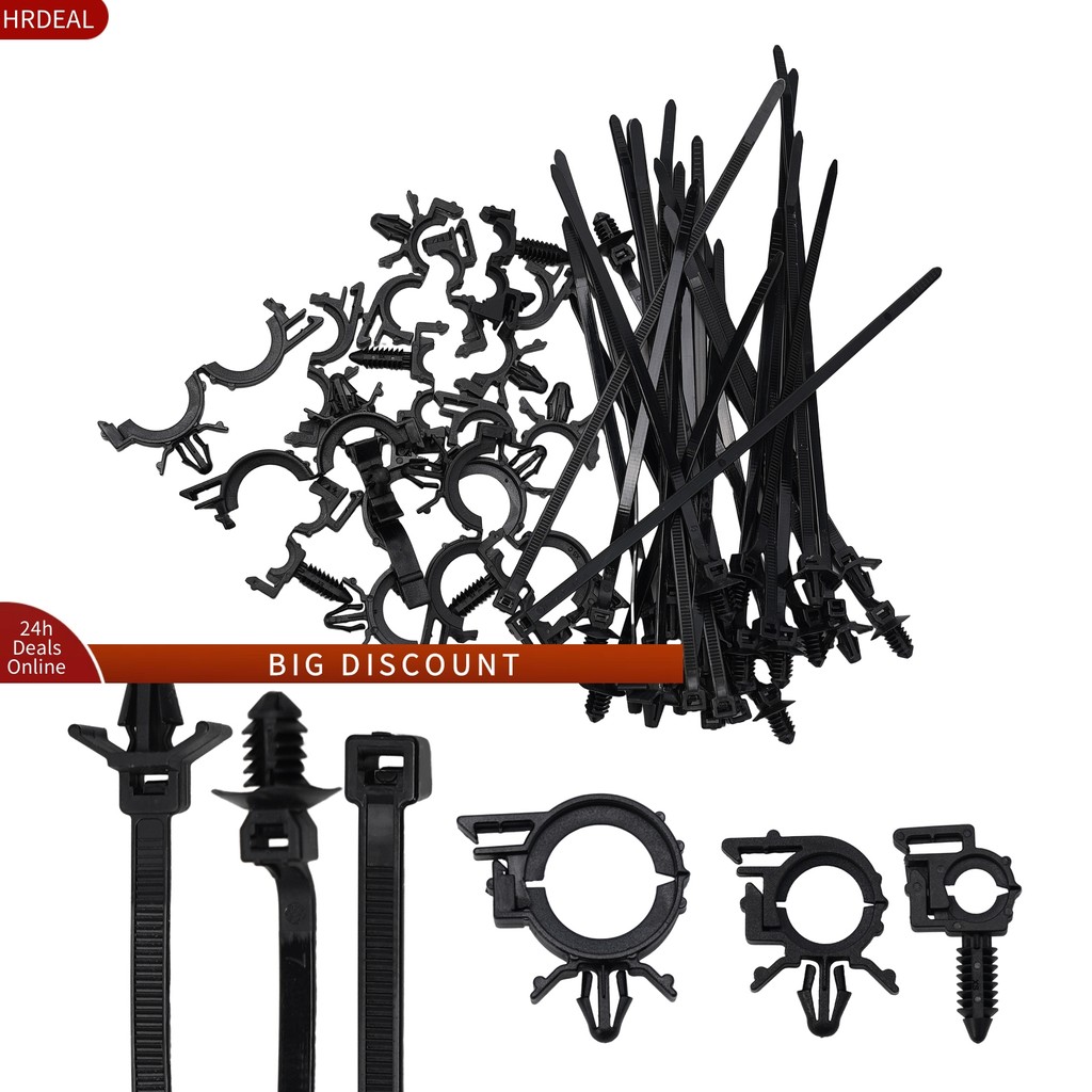 DEAL| 45Pcs Push Mount Cable Zip Tie with Car Wire Routing Clips ...