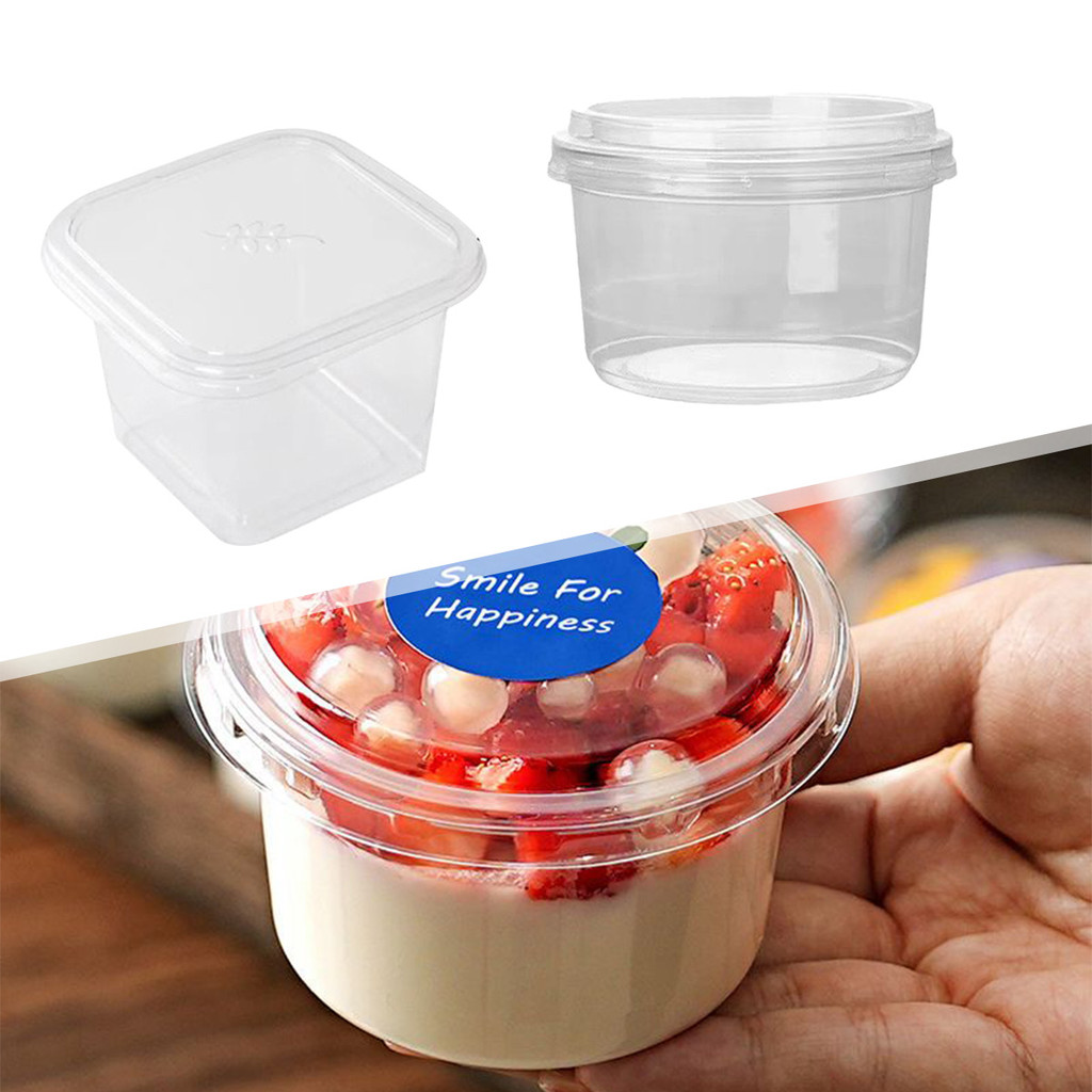 50Pcs Cup Dessert With Lid 5oz Transparent Plastic Dessert Cups For Ice ...