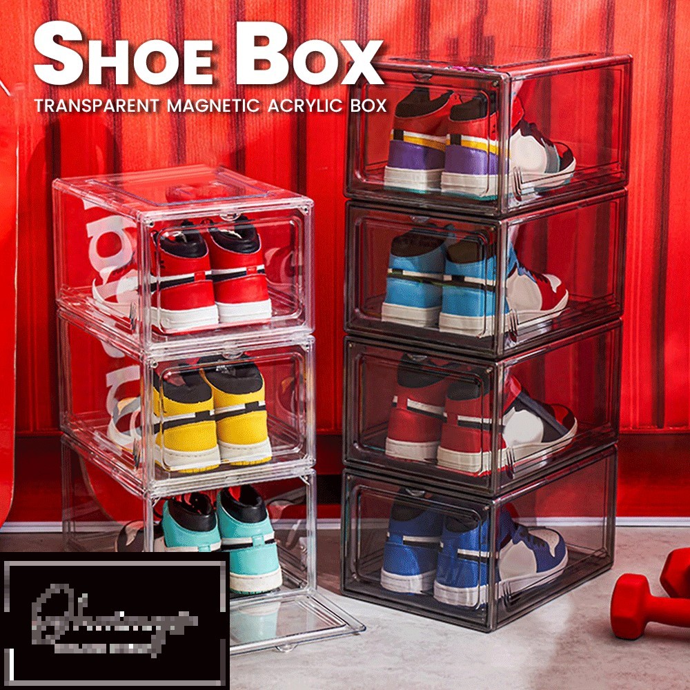 Transparent Magnetic Shoe Box | Stackable Dustproof Shoe Storage with ...