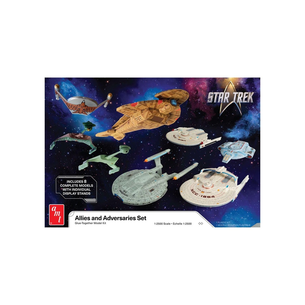 AMT Star Trek Mini Scale Starship 8-Ship Set 1/2500 Scale Plastic Model ...