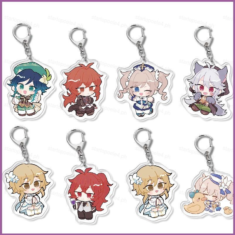 Genshin Impact Keychain Anime Keyring Acrylic Cute Bag Pendant Cartoon ...