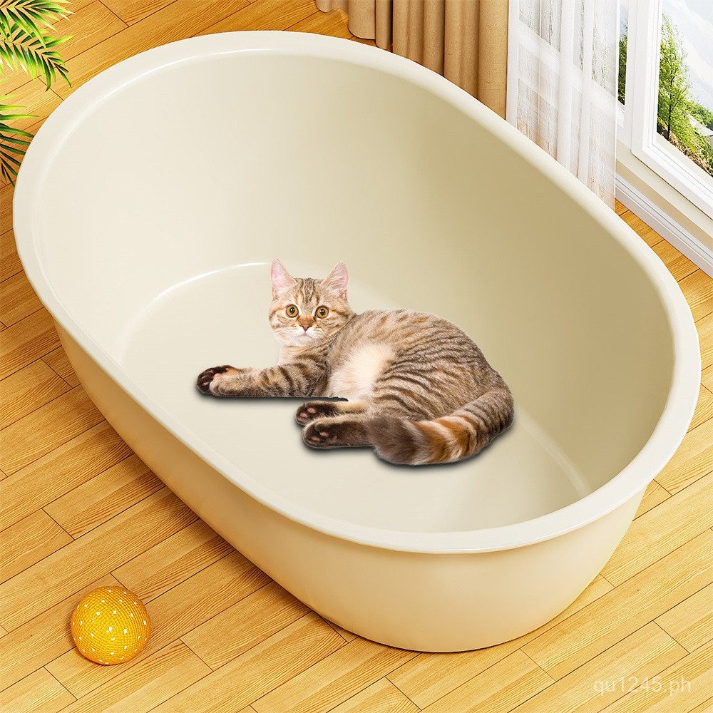 Splash-proof80cm Huge Cat Litter Box Poop Box Elevated Semi-Enclosed ...