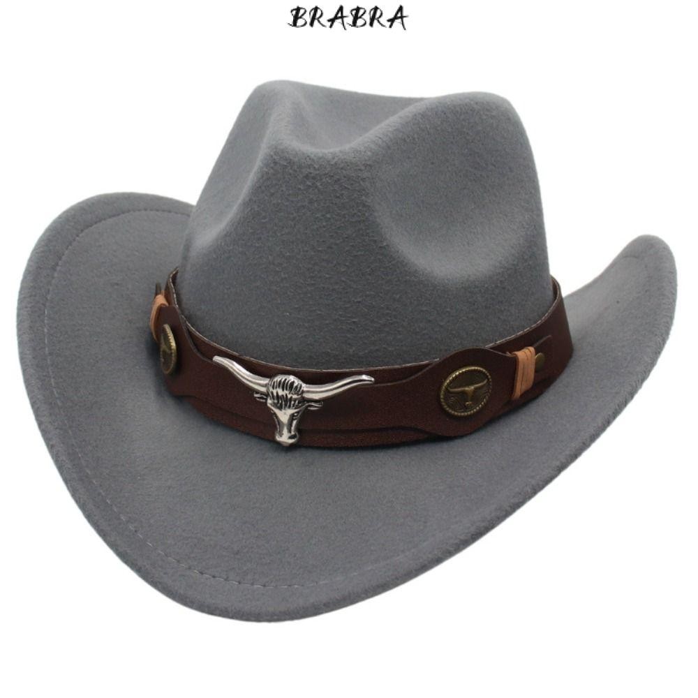 BRB Tibetan Style Top Hat, Felt Ox Head Accessories Western Cowboy Hat ...