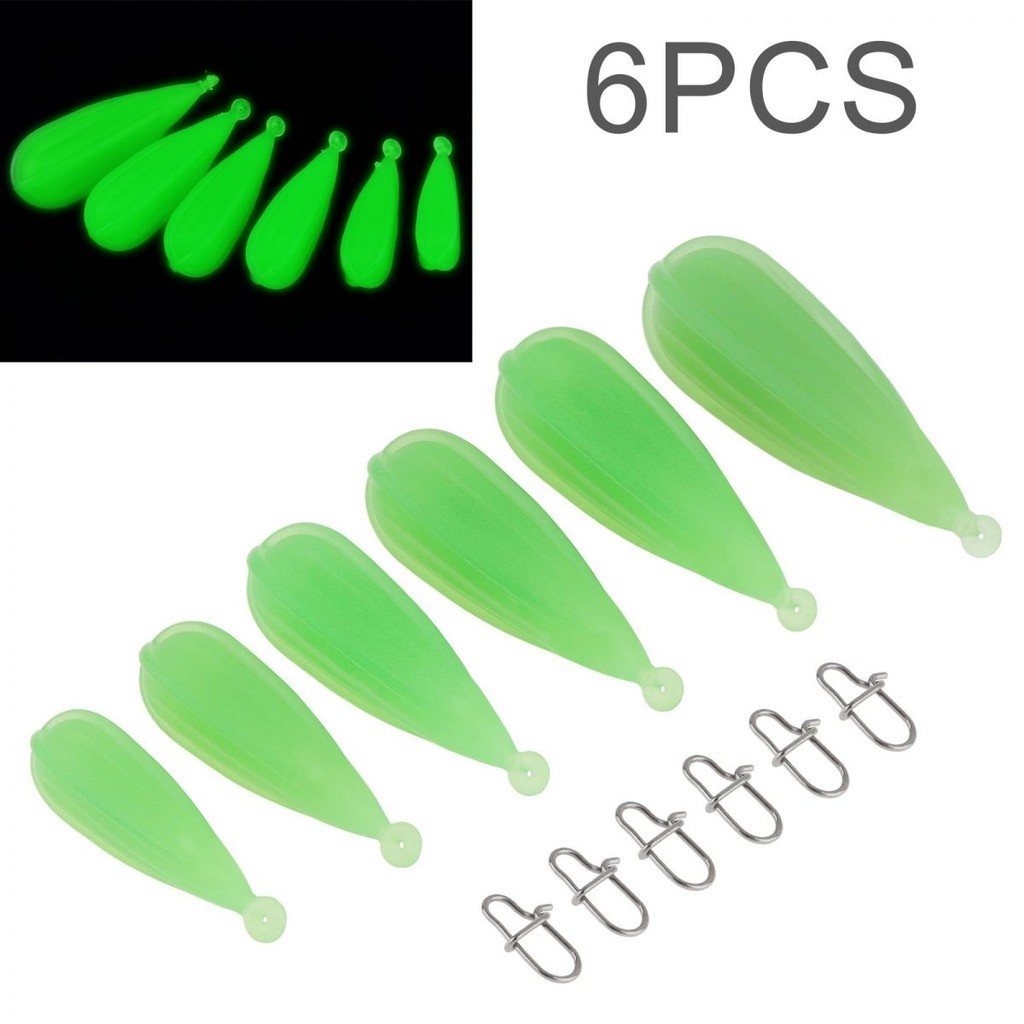6pcs Glow in Dark Fishing Practice Plugs 6 Mixed Sizes 5-20g / 1/5-3 ...