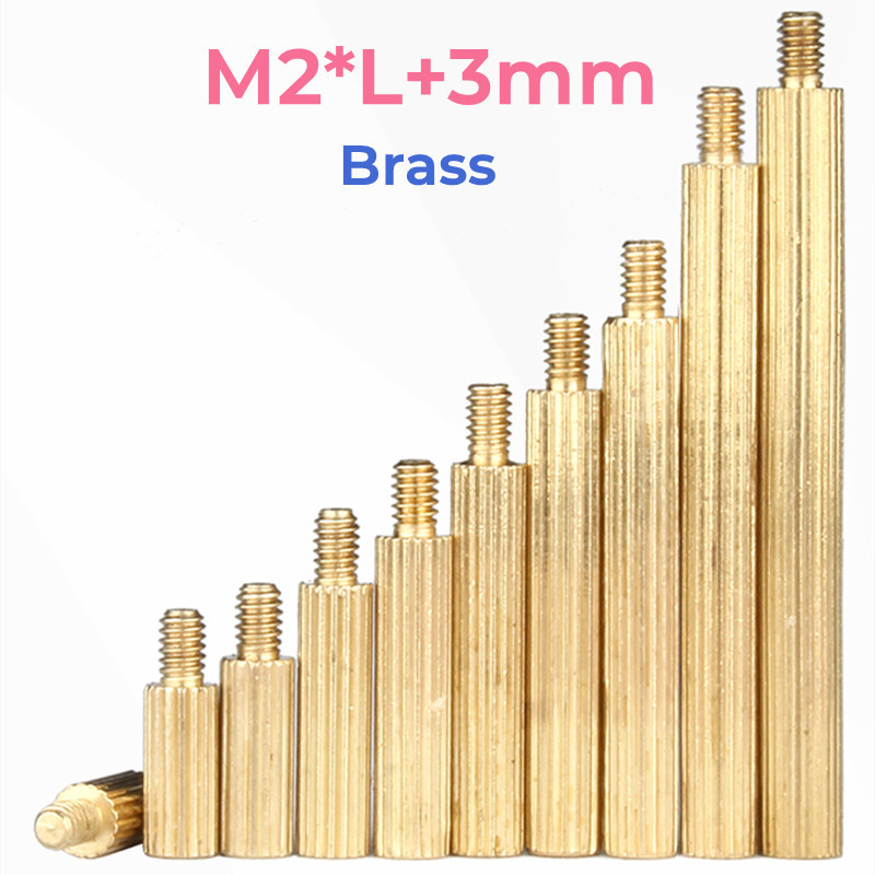 Brass Threaded Pillar M2*L+3mm Round Spacing Screw PCB Standoff Spacer ...