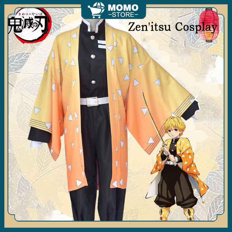 Anime Demon Slayer Cosplay Costume Zen'itsu Costume Zen'itsu Wig For ...