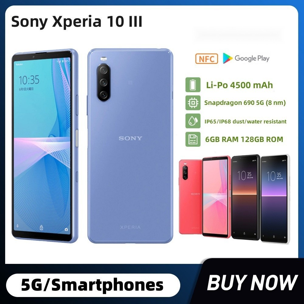 Sony Xperia 10III 10 III 6.0Inches 6GB RAM 128GB ROM LTE 5G 12MP Single ...