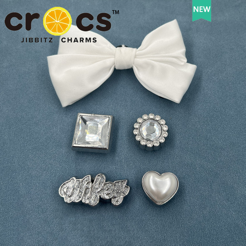 Jibbitz crocs charms Shoe Buckle Metallic Silver Series Bow Fashion ...