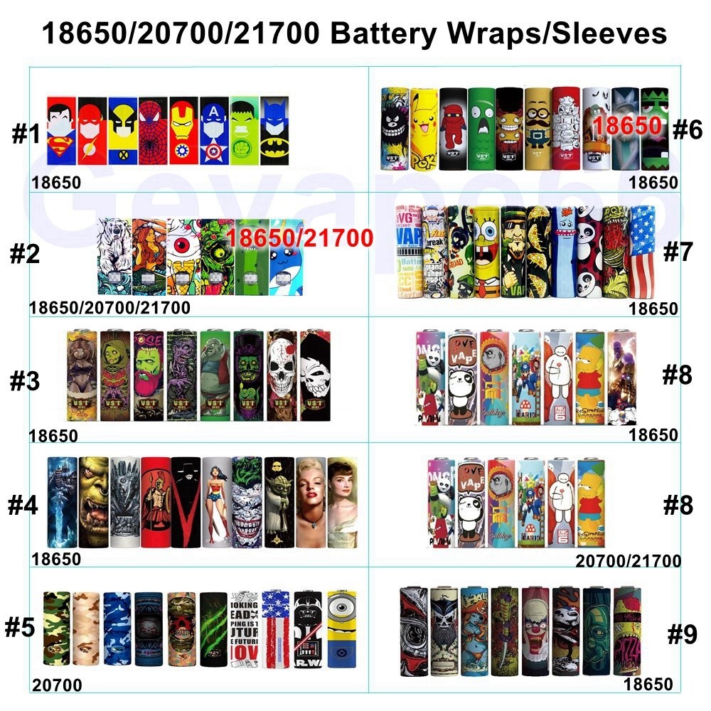 T6MR 30PCS Pack 18650 20700 21700 Lithium Battery Wrap Heat Shrink Tube ...
