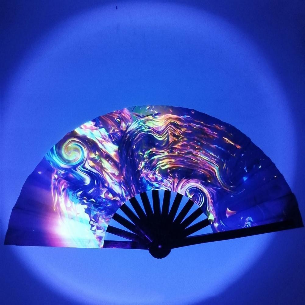 33cm Large Folding Hand Rave Fan UV Fluorescent Chinease/Japanese ...
