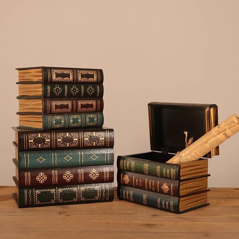 Wooden Fake Book Simulation Book Decoration Office Book Model Retro ...