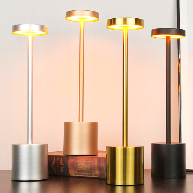 LED Wireless Iron Table Lamps 3 Color Changeable & Dimming Table Light ...