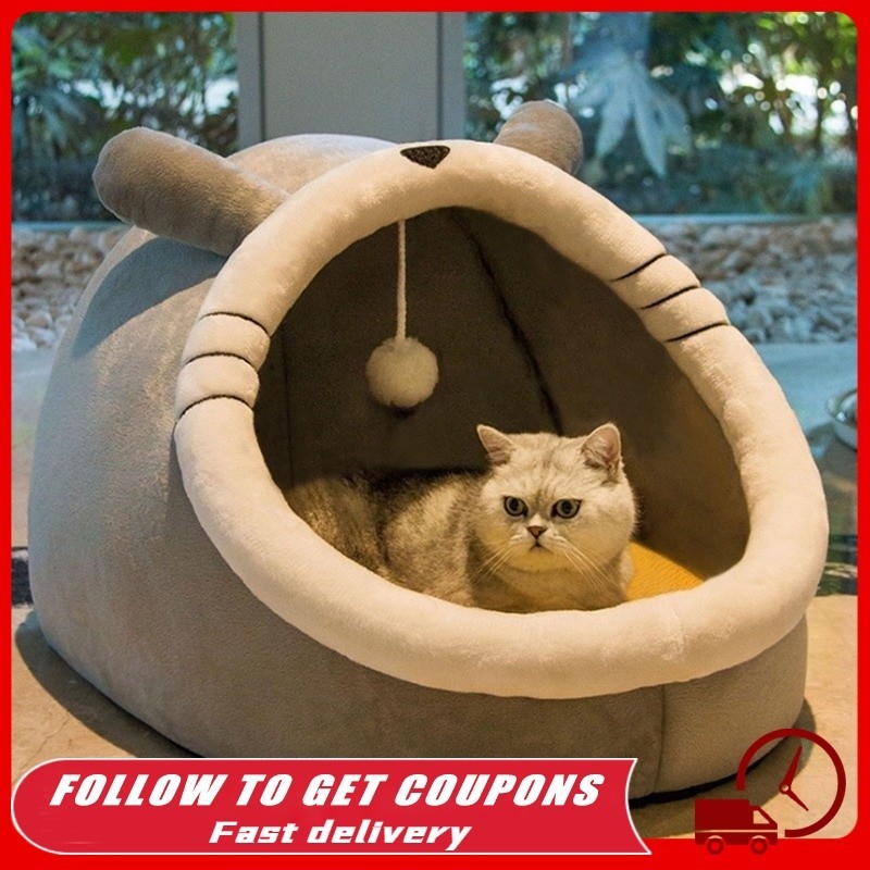 Cat Bed Warm Comfortable cat House Indoor Soft Pet cat Bed Sleeping ...