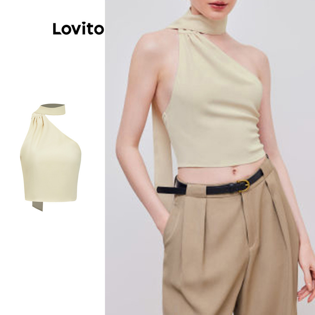 Lovito Women Casual Plain Asymmetrical Tank Top L89md001 Shopee