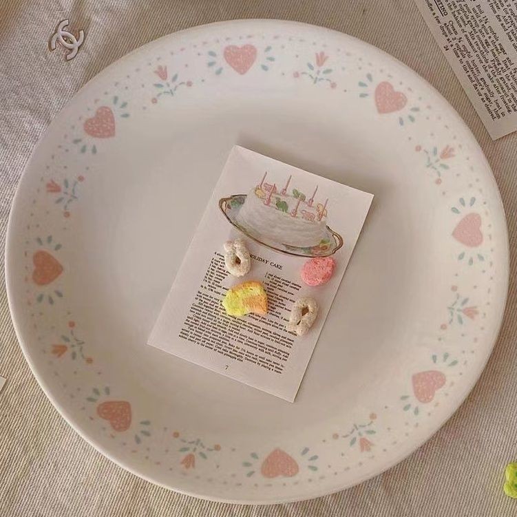 Influencer Cute Pink Heart Tulip Ceramic Plate Dessert Plate Breakfast ...