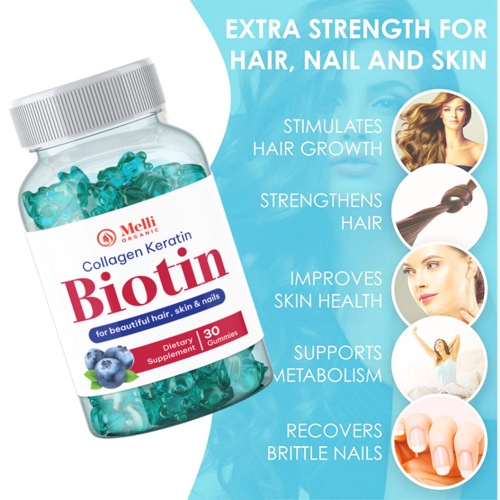Collagen Keratin Biotin Gummies Melli for Hair Skin & Nails Vitamins ...