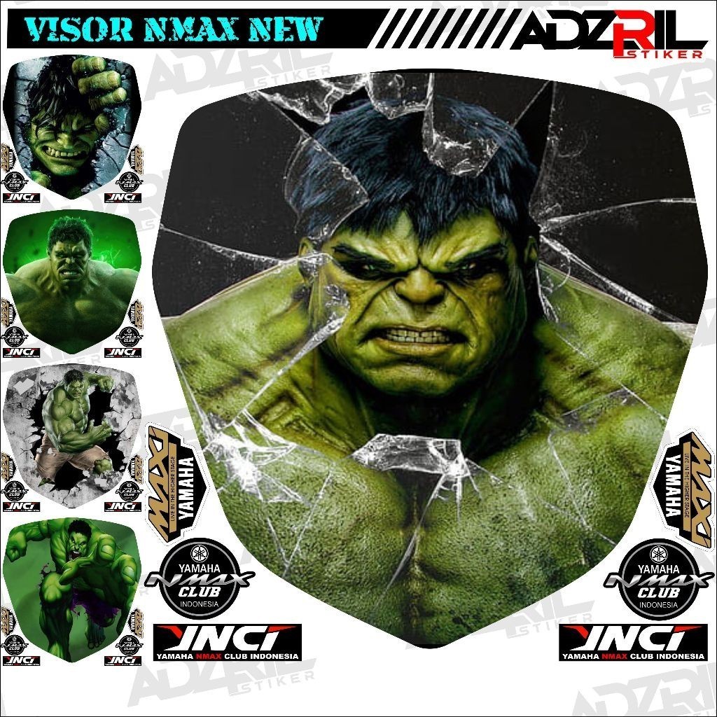 Winshield visor sticker yamaha Nmax NEW 155 2020-2023 HULK COOL (054 ...