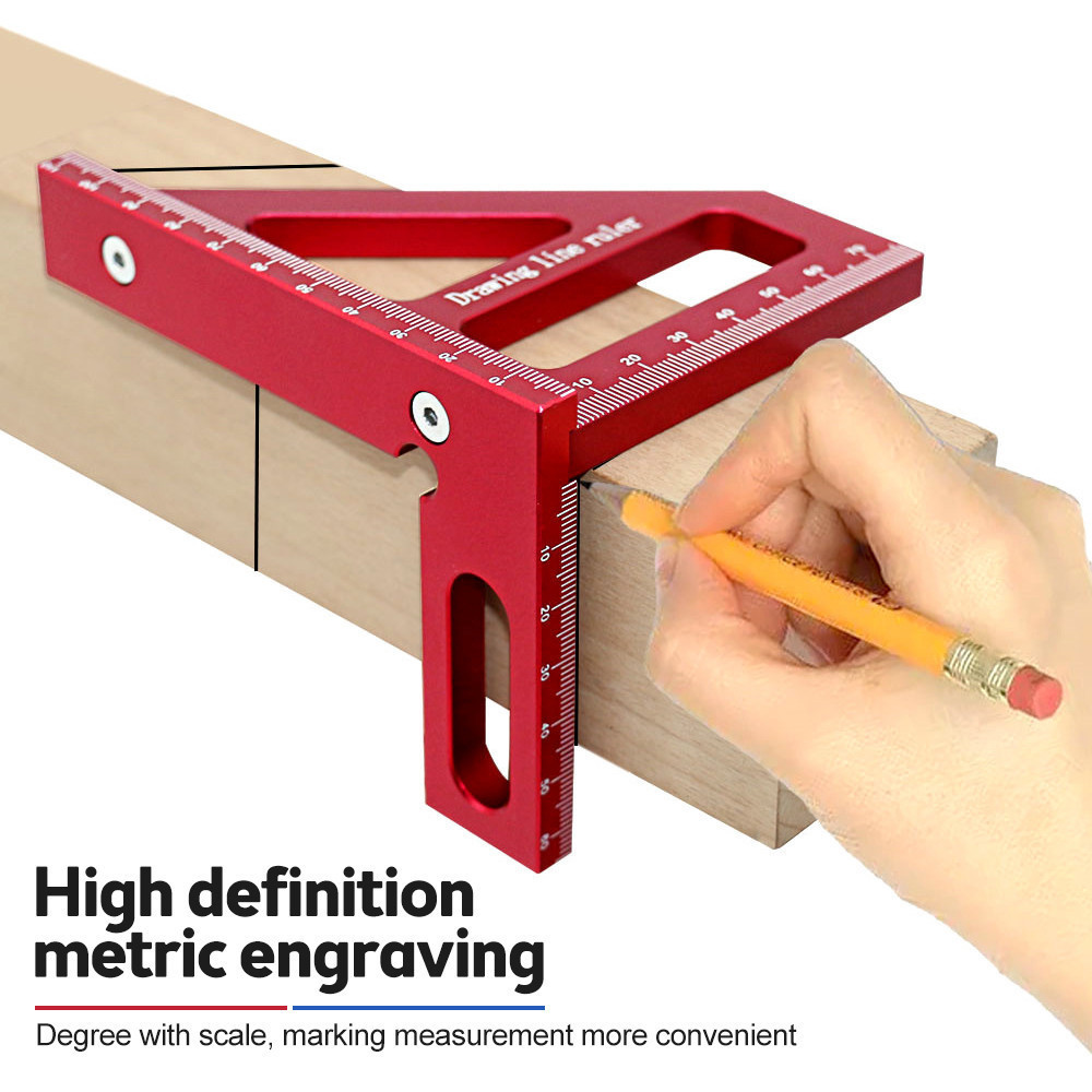 3D Multi Angle Measuring Ruler 45 90 Degree Triangle Scriber Square ...