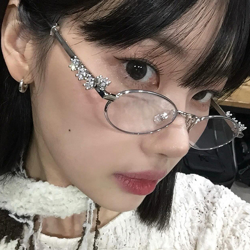 New Diamond Oval Sunglasses for Women's High Sense Glasses with Diamond ...