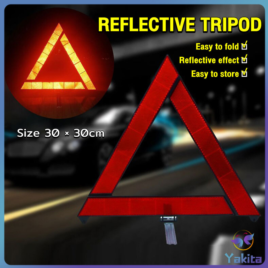 Yaki Car Emergency Breakdown Warning Triangle Red Reflective Car Tripod ...