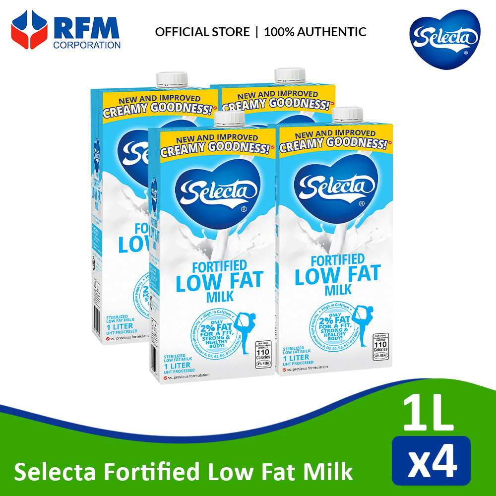 Selecta Fortified Low Fat Milk 1 Liter - Set of 4s | Shopee Philippines