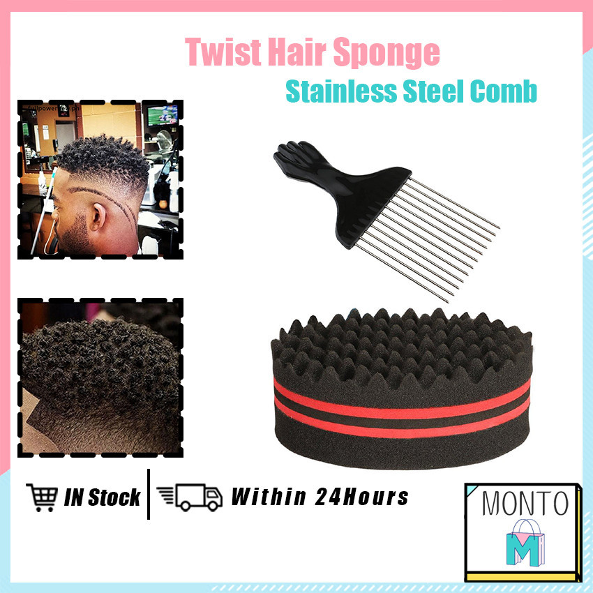 Double Sided Hair Brush Sponge for Dreads Coil Locs Curl Twist ...