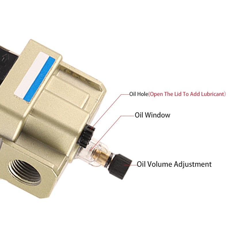 RQ＞AC2000-02 1/4"Pressure Regulator Gauge Air Compressor Filter Oil ...