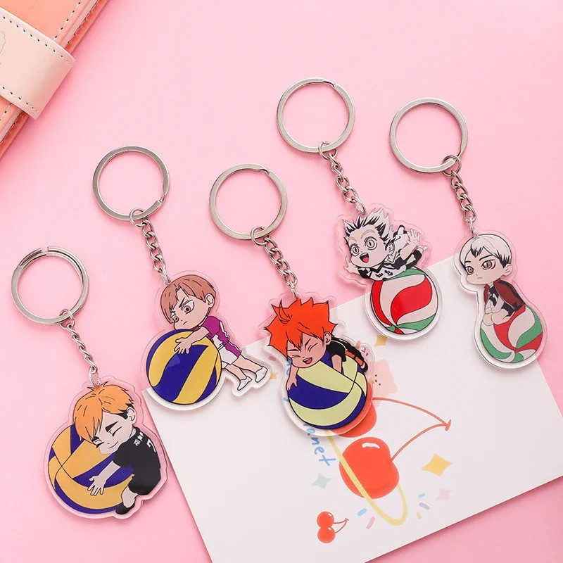 Cartoon Volleyball Boy Key Chain Ring Anime Haikyuu!! Keyring Cute ...