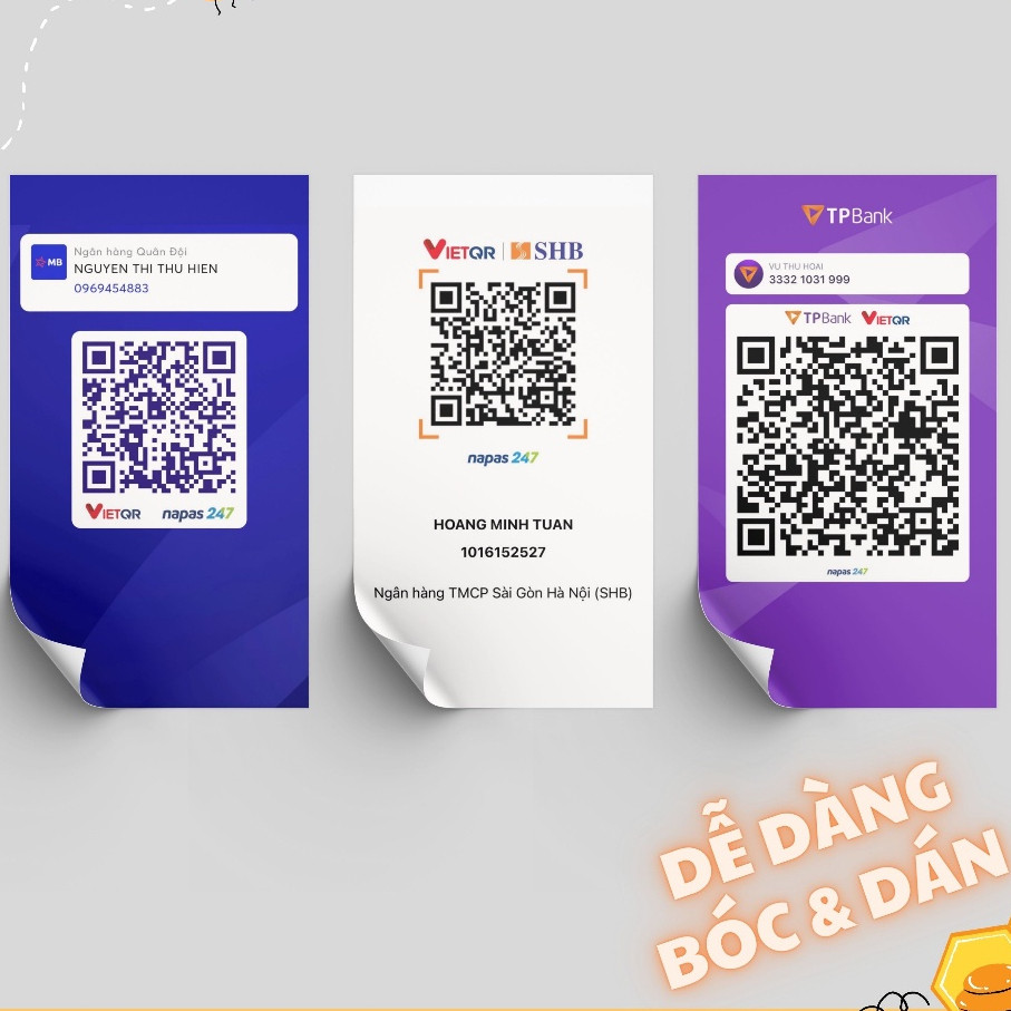 Combo of 5 decal sheets with bank account QR code - Print convenient ...