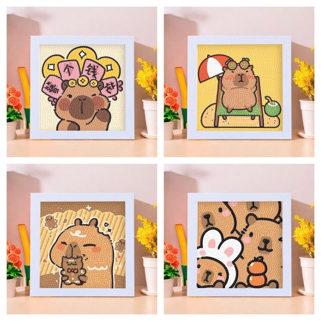 Cute Capybara Mini Diamond Painting 17X17cm with Frame - Thanh Xuan ...