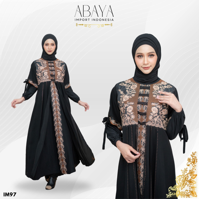 Black Abaya Dress Full Of Wood Grain Embroidery Outstanding Premium ...