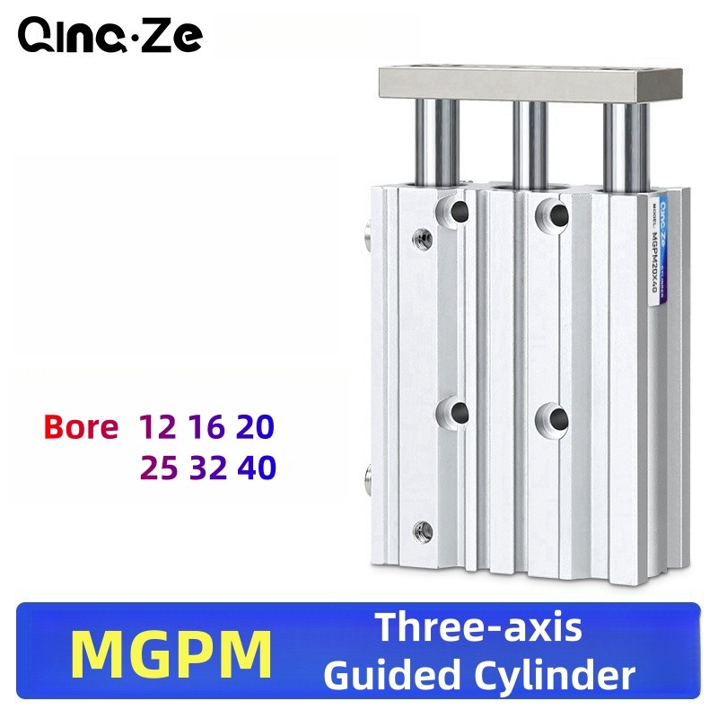 Small pneumatic MGPM three-axis three-rod with guide rod cylinder 12/16/20/25-10/20/30/40/50/75Z ...