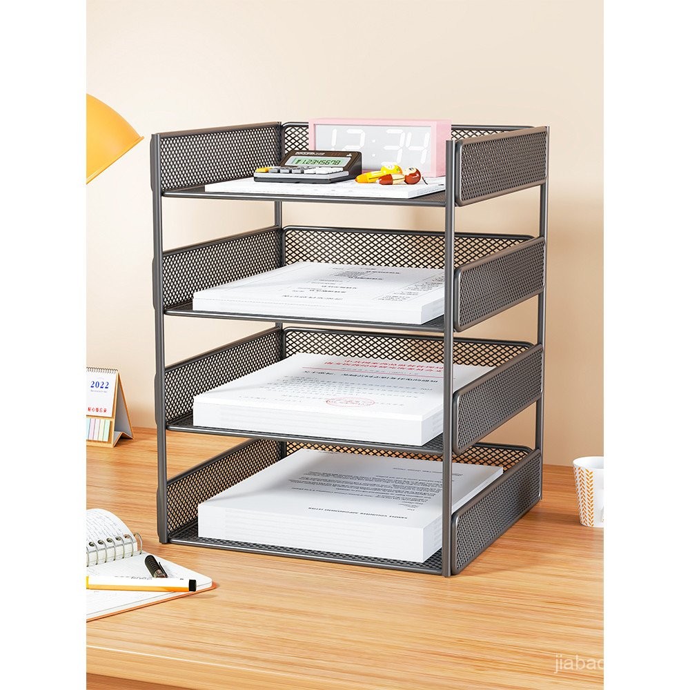 √A4Desktop File Shelf Metal Document Rack File Box Multi-Layer File ...