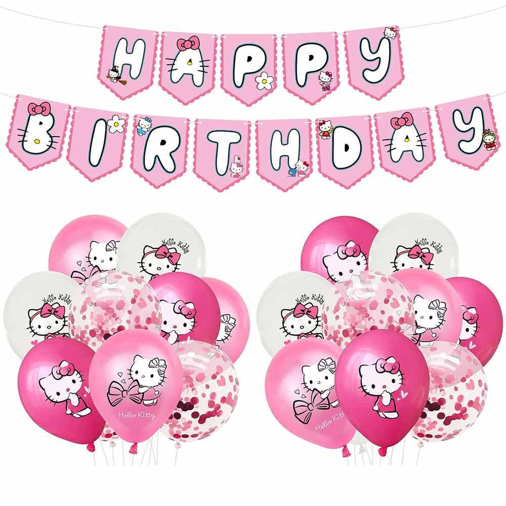 Hello Kitty Themed Decoration Celebrate birthday Party Banner balloon ...