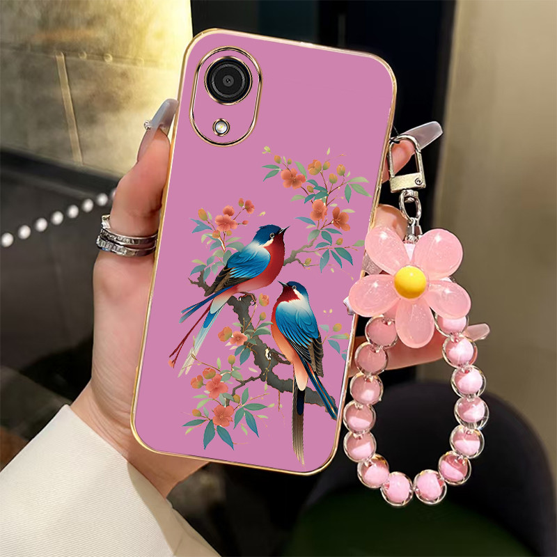 Case For OPPO A17K phone case with bird pattern 2025 new bracelet ...