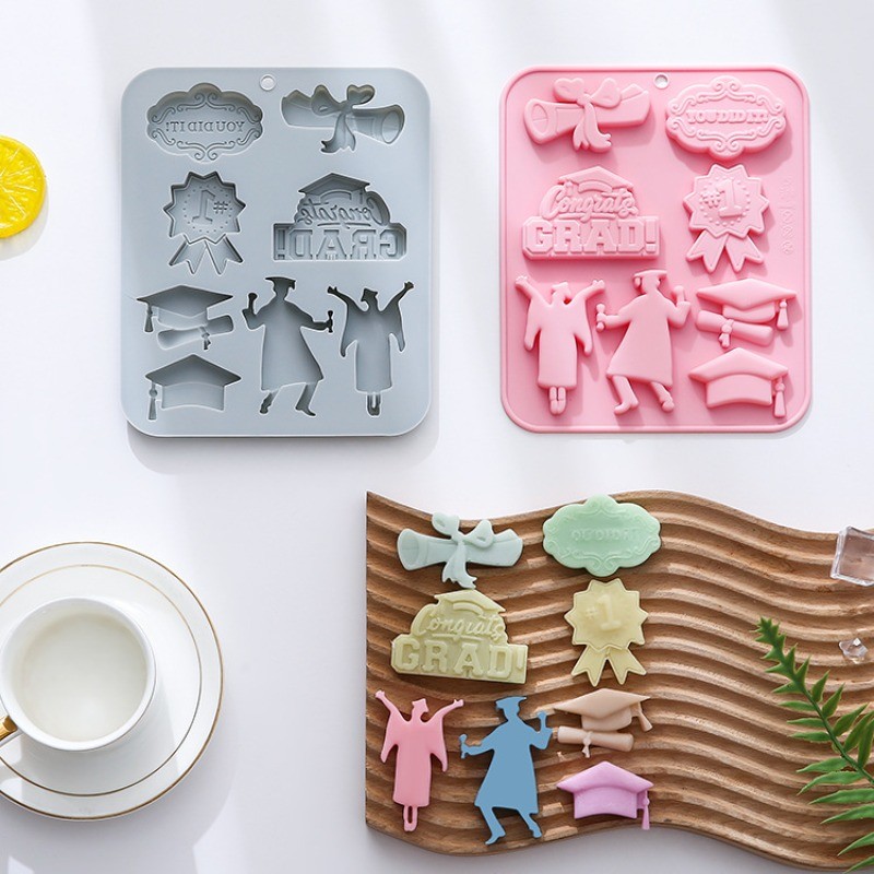 8 Graduation Season Theme Styling Silicone Mold Baking Tool Cake Mold ...