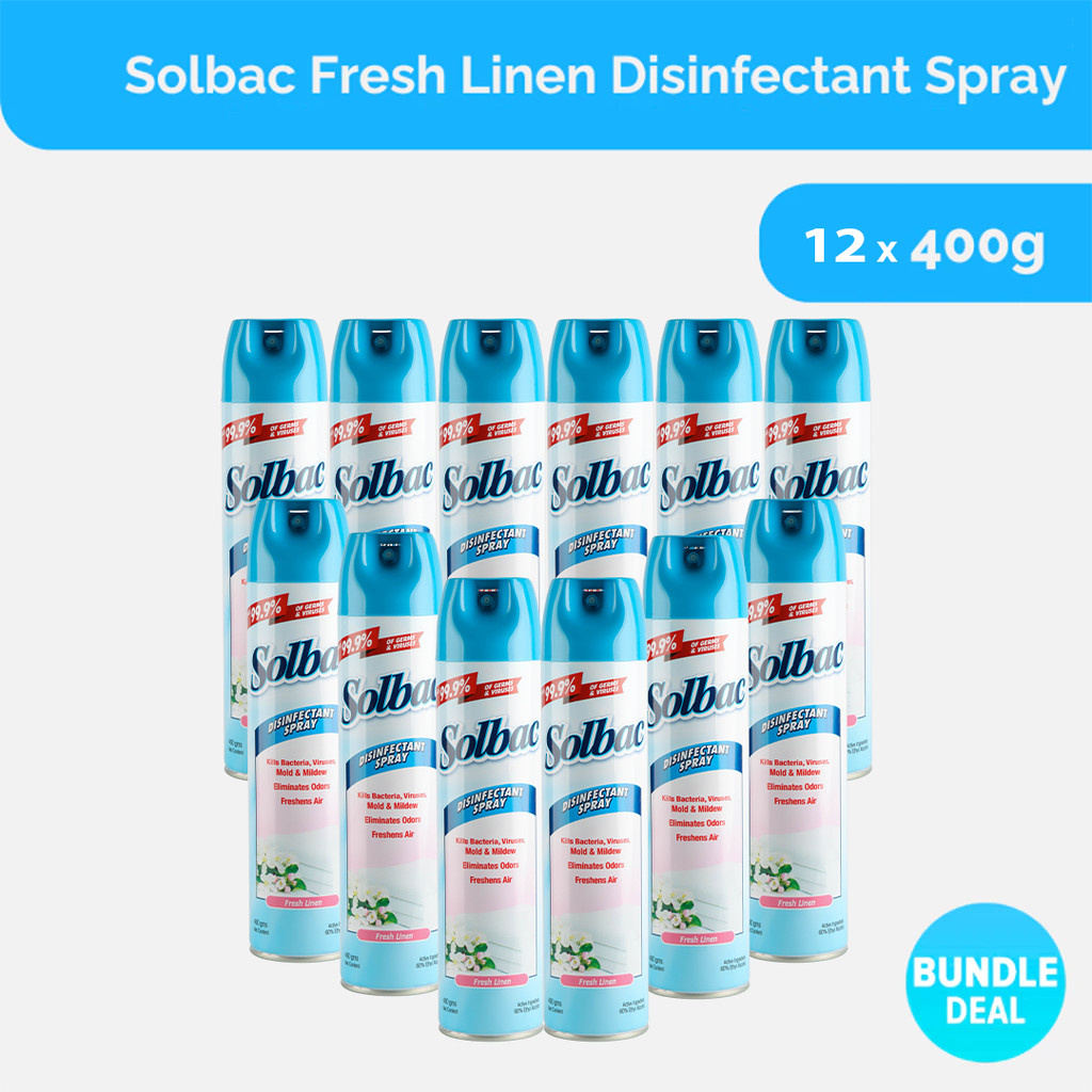 [12pcs] Solbac Disinfectant Spray Fresh Linen 400g | Shopee Philippines