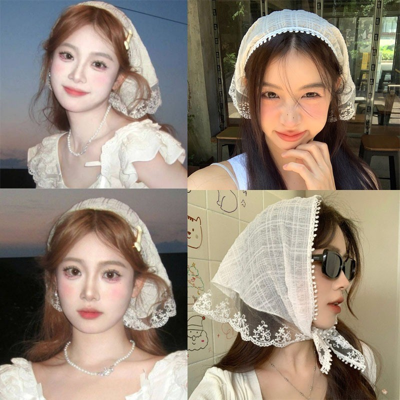 Women Turban Head Kerchief Floral Hair Bandana Triangle Headwear Hair ...