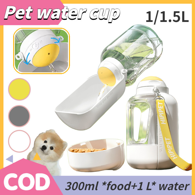 1/1.5L Dog Travel Water Feeder Large Capacity Dog Water Dispenser Portable Pet Accompanying Cup ...
