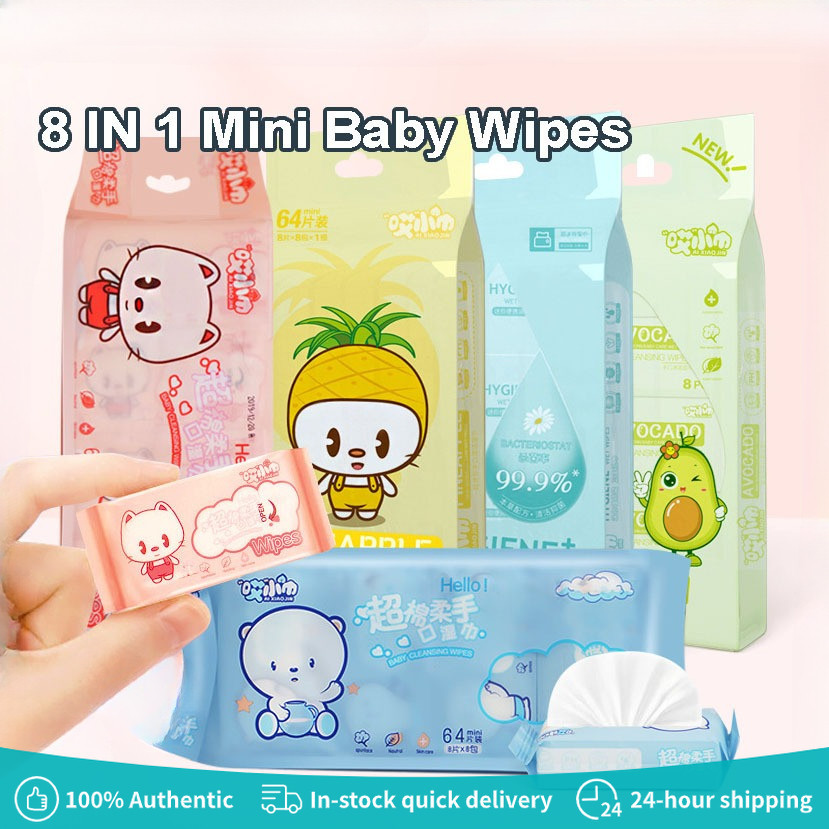【COD】8 IN 1 Mini Baby Wipes Wet Wipes Wet Tissue Travel Outdoor Spot ...