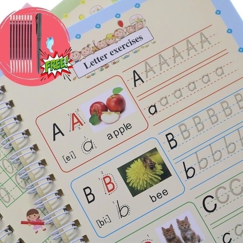 4 books+pen English Tagalog Kids Reusable Learning Copybook Reading and ...