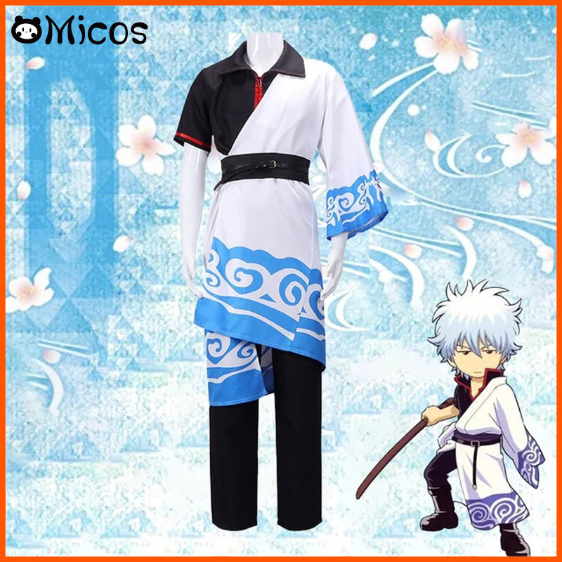 Anime Sakata Gintoki Gintama Gin Tama Cosplay Costume Silver Soul ...