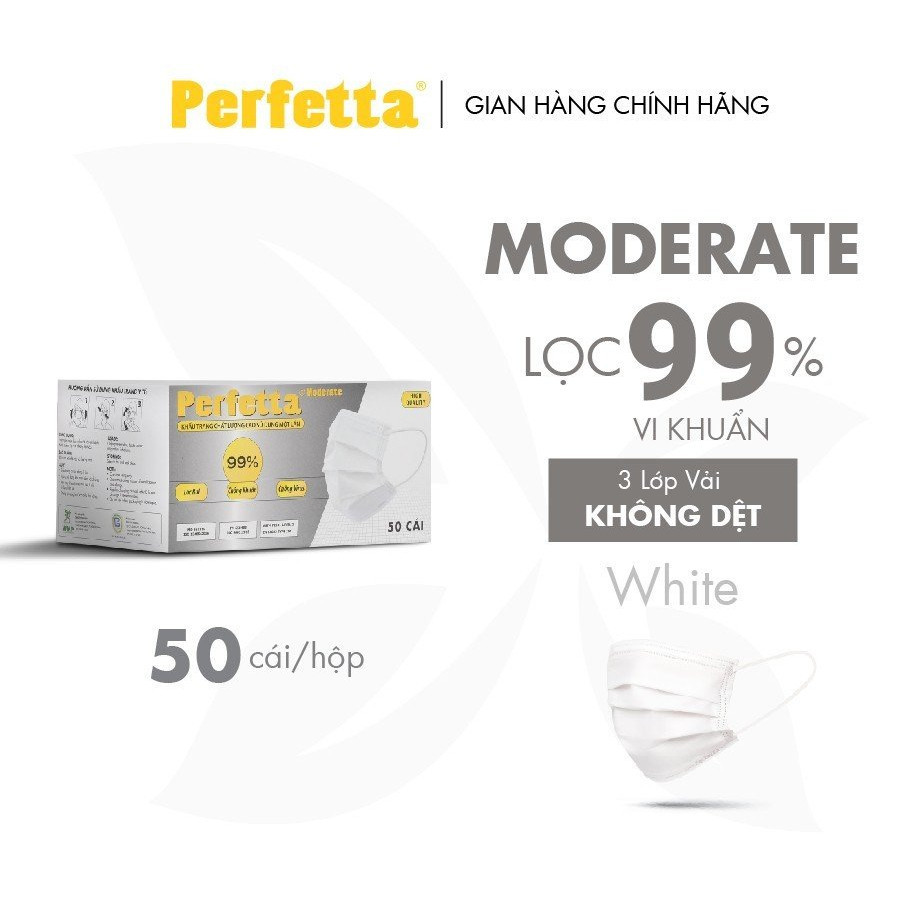 Perfetta Moderate Premium Medical Mask 3 Layers Antibacterial (50 ...