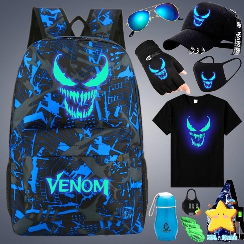 bag for kids Cartoon Pattern Kindergarten Primary Venom anime glow-in ...