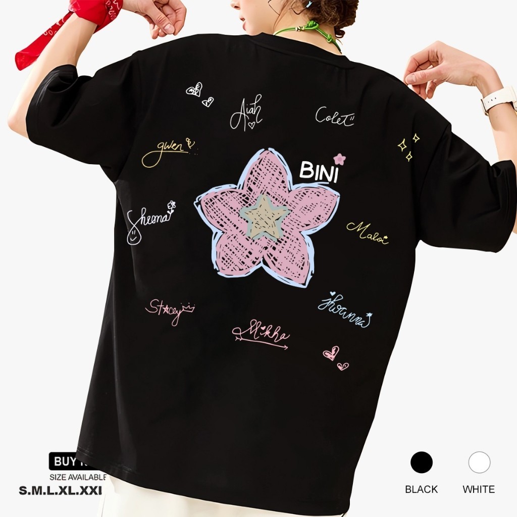 HOT bini shirt pink five-pointed star design pure cotton T-shirt Women ...