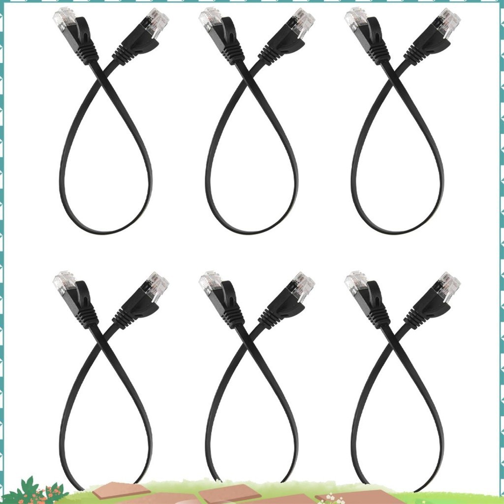 6 Pcs 1 Ft Flat Internet Network Cable Solid Cat6 High Speed Patch Lan ...
